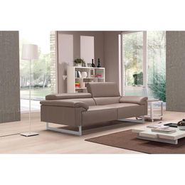Egoitaliano 2,5-Sitzer &raquo;Malika, Designsofa mit hohem Sitzkomfort, edel und bequem&laquo; inkl. Kopfteilverstellung und chromfarbenen Metallf&uuml;&szlig;en beige Leder &raquo;BULL&laquo; (