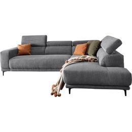 Alina Ecksofa &raquo;Hikari&laquo; wahlweise mit Sitzvorzug, in modernem Cordstoff, Breite 276 cm grau Cord GCT (92% Polyester, 8% Nylon)
