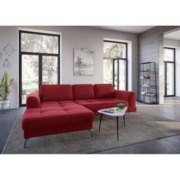 Sit & More sit&more Ecksofa &raquo;Bendigo L-Form&laquo; inklusive Sitztiefenverstellung, Bodenfreiheit 15 cm, 2 Fu&szlig;farben rot