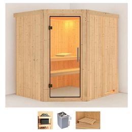 Karibu Sauna &raquo;Siirin&laquo; Set, 9 KW-Ofen mit integrierter Steuerung beige