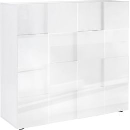Home Affaire Highboard &raquo;Dama H&ouml;he 111 cm, Breite 121 cm, Kommode 2 T&uuml;ren, Hochkommode&laquo; Front in 3D-Optik, viel Stauraum, verschiedene Farben wei&szlig;
