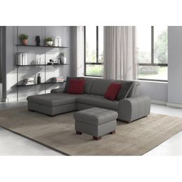 Sit & More sit&more Ecksofa &raquo;Luxor L-Form&laquo; wahlweise mit Bettfunktion, Bettkasten und Kopfteilverstellung grau Luxus-Microfaser ALTARA NUBUCK (100% Polyester);