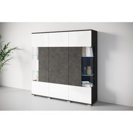 OTTO home Highboard &raquo;Kenia&laquo; 1 Stk. tlg. Modernes Highboard, mit Glast&uuml;ren, Breite 135 cm schwarz-wei&szlig; FSC -zertifizierter Holzwerkstoff, Glas, 