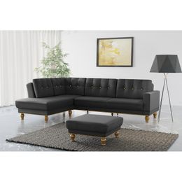 Sit & More sit&more Ecksofa &raquo;Orient 5 L-Form&laquo; mit Strass-Stein, wahlweise mit Bettfunktion und Bettkasten schwarz 100% Polyester