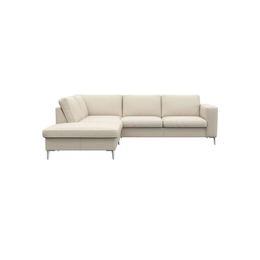 FLEXLUX Ecksofa &raquo;Fiore, L-Form&laquo; breite Armlehnen, F&uuml;&szlig;e alufarben, B/T 241/225 cm, Kaltschaum im Sitz wei&szlig; 100% Echteder