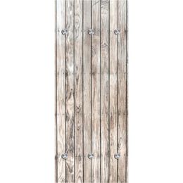 queence Garderobenleiste &raquo;Holzwand, Paneele&laquo; mit 6 Haken, 50 x 120 cm beige Acrylglas, Edelstahl