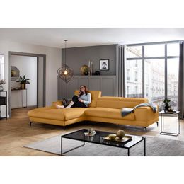 W.Schillig Ecksofa &raquo;piedroo, Designsofa mit tollem Sitzkomfort, L-Form&laquo; Kopfteilverstellung, wahlweise mit Sitztiefenverstellung, Breite 303cm gelb 