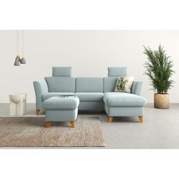 Home Affaire Ecksofa &raquo;Trelleborg L-Form&laquo; Federkern-Polsterung, wahlweise mit Bettfunktion und Bettkasten blau 100% Polyester