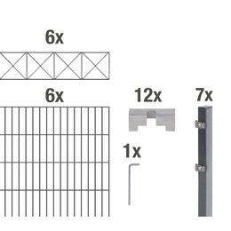 Alberts Doppelstabmattenzaun &raquo;Nexus&laquo; anthrazit, H&ouml;he: 100-160cm, Gesamtl&auml;nge: 10-20m, zum Einbetonieren grau Stahl