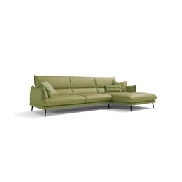 Egoitaliano Ecksofa &raquo;FUNNY, hochwertiges & aktuelles Design, bequeme R&uuml;ckenlehne, L-Form&laquo; hochwertiger Sitzkomfort, L-Form gr&uuml;n Leder