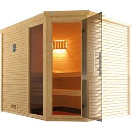 Weka Sauna &raquo;Cubilis&laquo; Set, 7,5 kW Bio-Ofen mit digitaler Steuerung beige