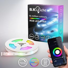 B.K.LICHT LED Stripe &raquo;Wifi RGBIC LED Strip, 10 m, mit App Steuerung&laquo; 300 Stk.-flammig Lichtleiste, mit Musiksensor, smartes LED Band, Selbstklebend wei&szlig;
