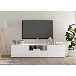 Home Affaire Lowboard &raquo;Rio Breite 181 cm, TV-Board 2 T&uuml;ren u. 1 Schubkasten, TV-Schrank&laquo; geriffelte MDF-Fronten, modern u. elegant, Kabelf&uuml;hrung, viel