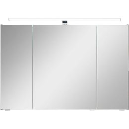 Badezimmerspiegelschrank &raquo;Quickset 945 Badschrank, 3 Spiegelt&uuml;ren, 6 Einlegeb&ouml;den, 105 cm breit&laquo; inkl. LED-Beleuchtung, T&uuml;rd&auml;mpfer, Schalter-/