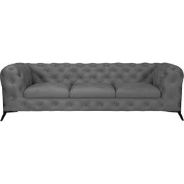 Home Affaire Chesterfield-Sofa &raquo;Amaury&laquo; aufw&auml;ndige Knopfheftung, moderne Chesterfield Optik, Fu&szlig;farbe w&auml;hlbar grau Struktur (100% Polyester9;Samtoptik