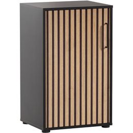 Welltime Aktenschrank &raquo;Hank, MADE IN GERMANY, Breite 50 cm&laquo; T&uuml;r mit Akustikprint, Metallbeschl&auml;ge, Softclose-Funktion schwarz FSC -zertifizierter 