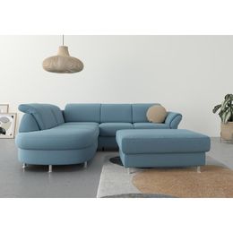 Sit & More sit&more Ecksofa &raquo;Apulia L-Form&laquo; wahlweise Bettfunktion, Bettkasten und Kopf- und Armteilverstellung blau Webstoff (100% Polyester);Struktur weich (90