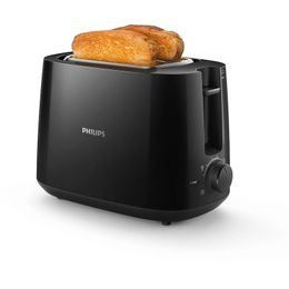 Philips Toaster &raquo;HD2581/90 Daily Collection&laquo; 2 kurze Schlitze f&uuml;r 2 Scheiben 830 W Br&ouml;tchenaufsatz, Kr&uuml;melschublade, 8 Br&auml;unungsstufen, Schwarz schwarz 