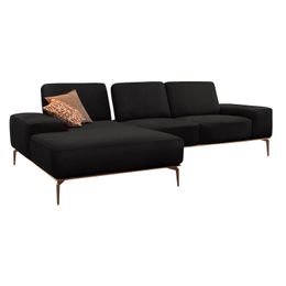 W.Schillig Ecksofa &raquo;run, Designsofa mit tollem Sitzkomfort, bequem, L-Form&laquo; mit Holzsockel, F&uuml;&szlig;e in Bronze pulverbeschichtet, Breite 279 cm schwarz 