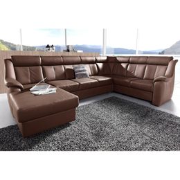 Sit & More sit&more Wohnlandschaft &raquo;Basel U-Form&laquo; wahlweise mit Relaxfunktion braun Luxus-Microfaser Altara Nubuck (100% Polyester);Kunstleder SOFTLUX ;