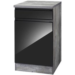 KOCHSTATION Unterschrank &raquo;KS-Virginia&laquo; 50 cm breit schwarz Holzwerkstoff, MDF