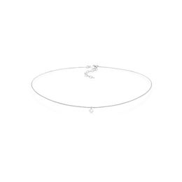 Elli Damen Collier &raquo;Choker mit Anh&auml;nger Mondstein Rund 925 Silber&laquo; silber