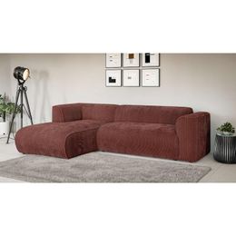 Home Affaire Ecksofa &raquo;GENTON L-Form (257 cm), zeitlos & stilvolles Design,&laquo; Aufwendig gepolstert, in Cord, Chenille und Struktur rot 100% Polyester