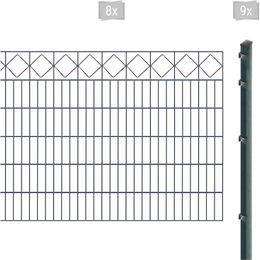Arvotec Doppelstabmattenzaun &raquo;EXCLUSIVE 120 zum Einbetonieren "Karo" mit Zierleiste&laquo; Zaunh&ouml;he 120 cm, Zaunl&auml;nge 2 - 60 m grau Kunststoff, Stahl