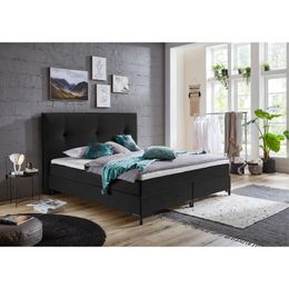 ATLANTIC HOME COLLECTION Boxspringbett &raquo;Romy&laquo; grau Bezug Bettbox und Obermatratze: Strukturstoff (90% Polyester, 10% Nylon);Topper: Jersey (100% 