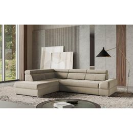 Sit & More sit&more Ecksofa &raquo;Broadway L-Form&laquo; mit verstellbaren Kopfteilen, wahlweise mit Bettfunktion beige 100% Polyester