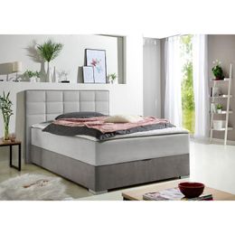 Maintal Boxspringbett mit Bettkasten und Topper grau Bezug Microfaser aus 100% Polyester