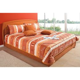 Westfalia Schlafkomfort Polsterbett mit Bettkasten orange Bezug Bett: Microfaser (100% Polyester);Bonnell-Federkernmatratze: Mischgewebe (51% Polyprophlen, 39% Polyester, 10%