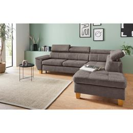 exxpo - sofa fashion Ecksofa &raquo;Enya, hoher Sitzkomfort, Breite 266cm, bequem, 12cm hohe F&uuml;&szlig;e, L-Form&laquo; mit Kopfteilverstellung, wahlweise Bettfunktion u