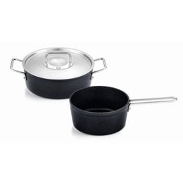 Fissler Topf-Set &raquo;Adamant &laquo; Set, Bratentopf 24 + Stielkasserolle 18cm oD, 2 Stk. tlg. Aluminium schwarz