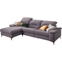 Home Affaire Ecksofa &raquo;Basel L-Form&laquo; mit vollmotorischer Relaxfunktion und motorischer Recamiere grau Luxus-Mikrofaser Lederoptik: 100% Polyester, ;