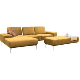 W.Schillig Ecksofa &raquo;run, Designsofa mit tollem Sitzkomfort, L-Form&laquo; mit elegantem Holzsockel, F&uuml;&szlig;e in Chrom gl&auml;nzend, Breite 279 cm gelb Longlife Xtra