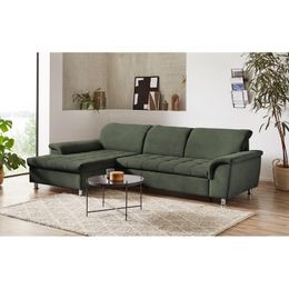 DOMO collection Ecksofa &raquo;Franzi, zeitlos und elegant, moderne Sitzheftung, L-Form&laquo; wahlweise mit Kopfteilverstellung (dann Tiefe: 170 cm) gr&uuml;n