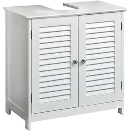 Waschbeckenunterschrank &raquo;Quickset 928 Unterbeckenschrank in Wei&szlig; mit 2 T&uuml;ren&laquo; Waschbeckenschrank mit Siphonausschnitt, 60 cm breit, ohne Waschbecken 