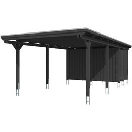 Skan Holz Einzelcarport &raquo;Emsland&laquo; Massivholz 341 cm Anthrazit grau