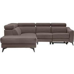 Home Affaire Ecksofa &raquo;Valerio&laquo; mit 1 elektrischer Relaxfunktion und USB-Anschlu&szlig; braun Struktur (100% Polyester);Samtoptik (100% Polyester);Kunstleder