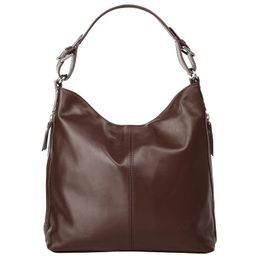 Samantha Look Damen Henkeltasche echt Leder, Made in Italy braun