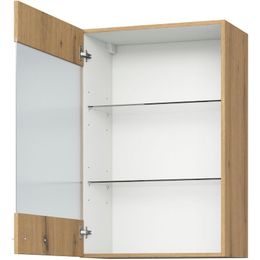 KOCHSTATION Glash&auml;ngeschrank &raquo;KS-Trea OG60-90&laquo; inklusive zwei Glaseinlegeb&ouml;den, Breite 60 cm, H&ouml;he 90 cm braun