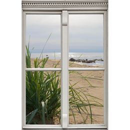 queence Wandsticker &raquo;Strand&laquo; Wandsticker, Wandbild, selbstklebend, 3D, Fenster beige