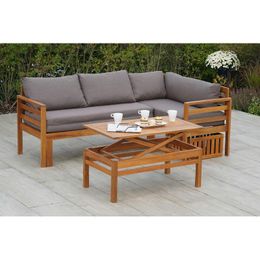 Merxx Gartenlounge-Set &raquo;Brasilia&laquo; 9 Stk. tlg. inkl. Auflagen beige Massivholz