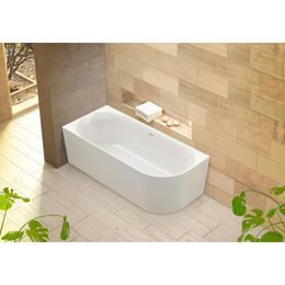 Ottofond Badewanne &raquo;Mince Corner XS rechts 155 cm wei&szlig;&laquo; H&ouml;he 60 cm ergonomisch geformt mit Ablaufst&ouml;psel verstellbare F&uuml;&szlig;e inkl. Ablaufgarnitur, 