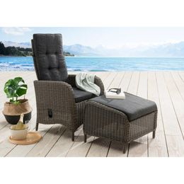 Destiny Sessel &raquo;PALMA CASA&laquo; Set, Aluminium, Polyrattan, inkl. Fu&szlig;hocker und Auflagen grau Obermaterial: 100% Polyester. F&uuml;llung: 100% Polyurethan
