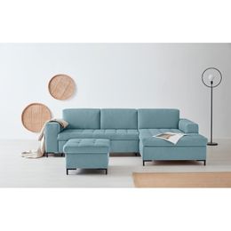 OTTO products Ecksofa &raquo;Grazzo, zeitlos & elegant, moderne Sitzheftung, Breite 266cm, L-Form&laquo; hochwertige Stoffe aus recyceltem Material, Steppung im 