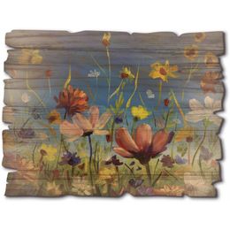 Artland Holzbild &raquo;Wildblumenwiese blauer Himmel&laquo; Blumenwiese 1 Stk. tlg. bunt