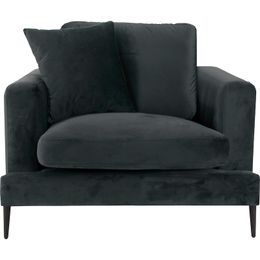 Home Affaire Sessel &raquo;Cozy Loungesessel, Designersessel, Ma&szlig;e B/T/H: 91/97/80 cm&laquo; mit Metallbeinen und Zierkissen grau Samtoptik (100% Polyester);