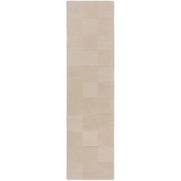 FLAIR RUGS Wollteppich &raquo;Checkerboard, Schachbrettmuster&laquo; rechteckig 10 mm H&ouml;he Hoch-Tief-Effekt, Wohnzimmer, Schlafzimmer beige Wolle